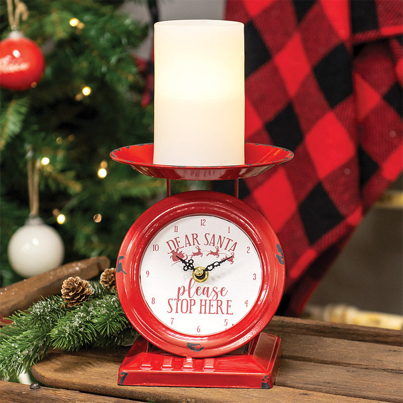 Vintage Dear Santa Old Town Scale Clock – Saltbox Primitives
