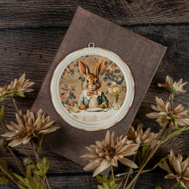 5" Tea Party Bunny Round Print Ornament – Saltbox Primitives