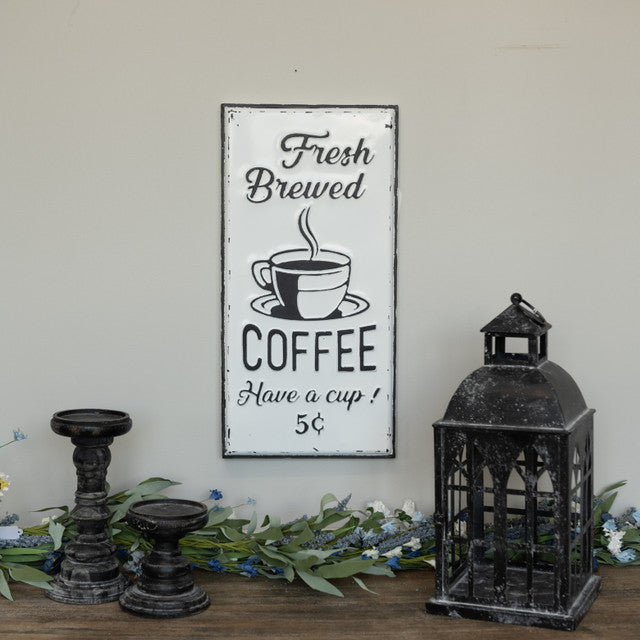 FRESH BREWED COFFEE SIGN – Saltbox Primitives